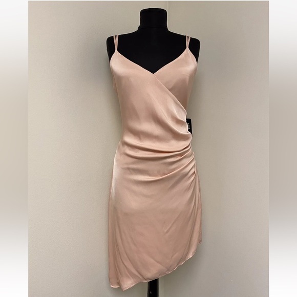 Express | Dresses | Express Ruched Faux Wrap Mini Slip Dress Xs Nwt ...